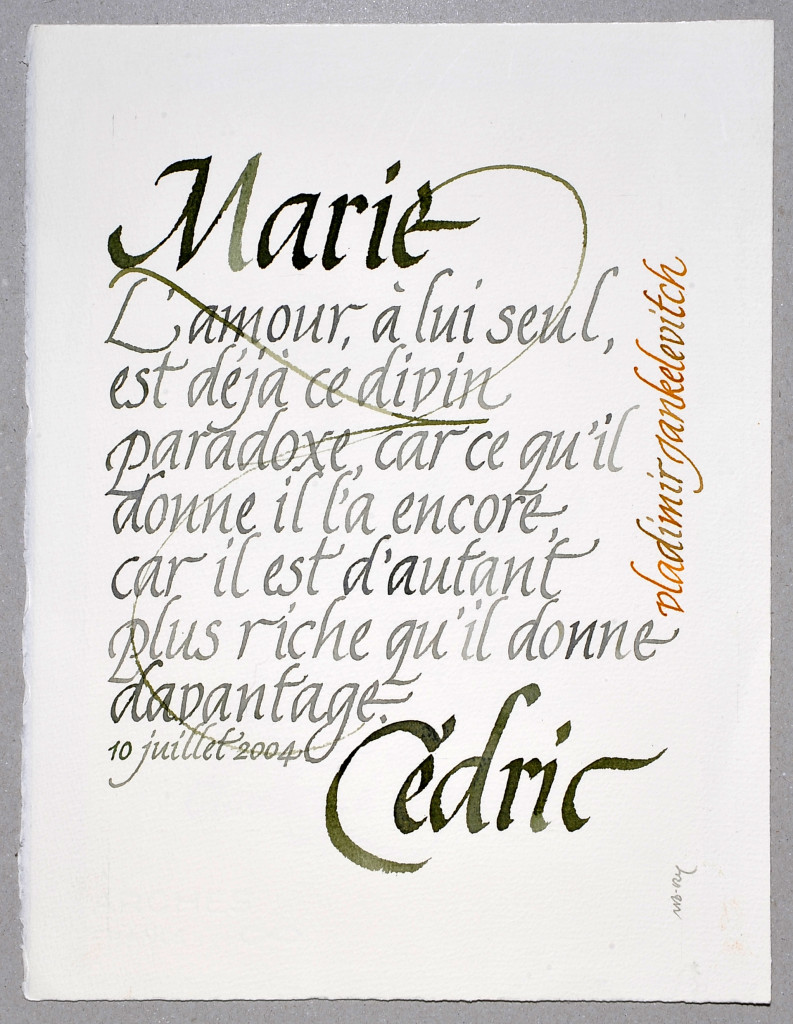 citation de Vladimir Jankélévitch - Faire-part - Calligraphie